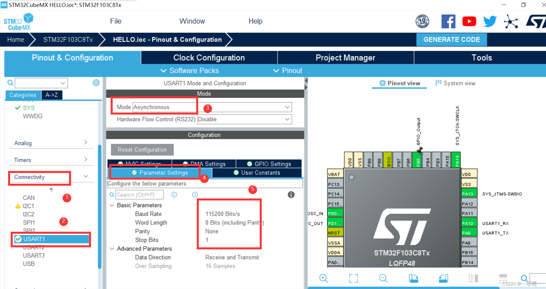 【嵌入式07.1】STM32F103C8T6开发板+CubeMX采用定时器实现周期性串口输出和LED闪烁_c8t6有tim5吗-CSDN博客
