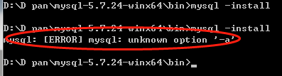 cmd安装mysql是出现：mysql: [ERROR] mysql: unknown option '-a'-CSDN博客