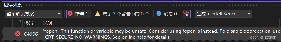 【C&C++】C4996 ‘fopen‘: This function or variable may be unsafe. Consider using fopen_s instead ...