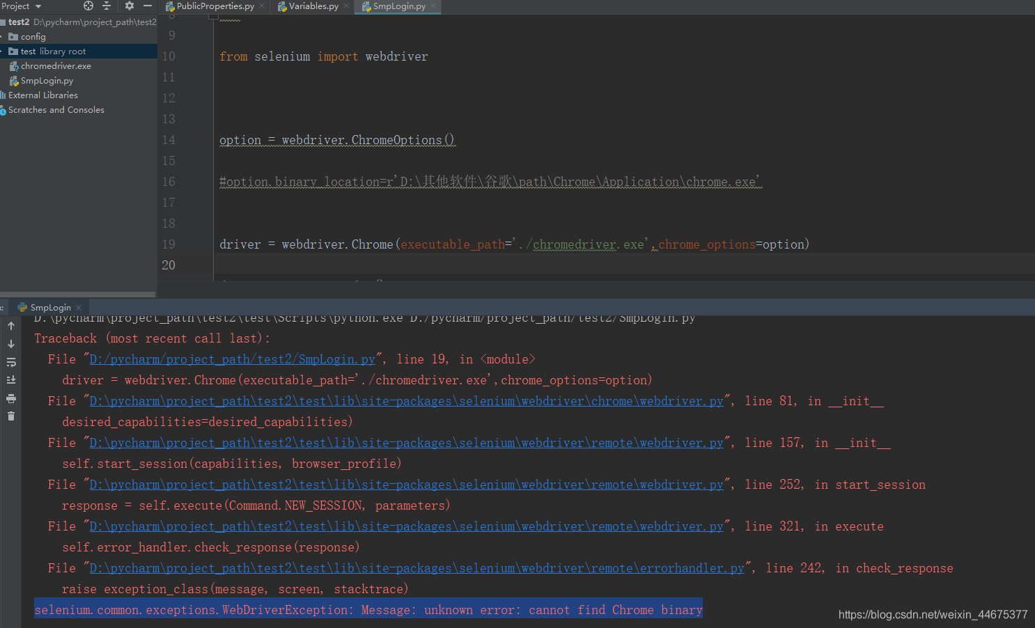 selenium.common.exceptions.WebDriverException: Message: unknown error: cannot find Chrome binary ...