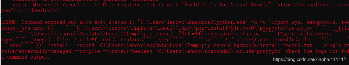 傻瓜式解决pycrypto安装错误_could not build wheels for pycrypto-CSDN博客