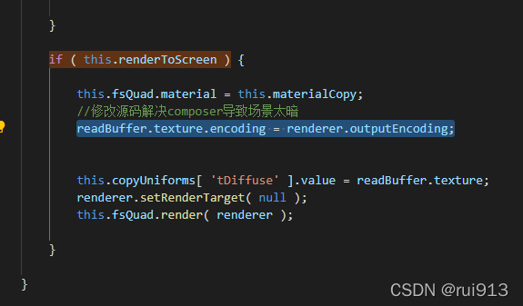【无标题】threejs 使用composer后的场景变暗解决_three.js effectcomposer高亮后整个场景颜色变暗了-CSDN博客