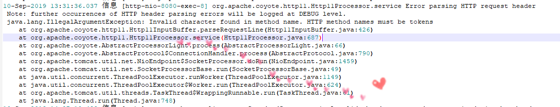tomcat运行一段时间出“org.apache.coyote.http11.Http11Processor.service Error parsing HTTP request header ...