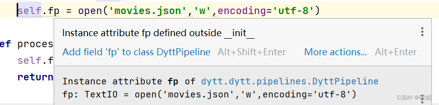 AttributeError: ‘DyttPipeline‘ object has no attribute ‘fp‘解决办法_attributeerror: 'dbpipeline ...