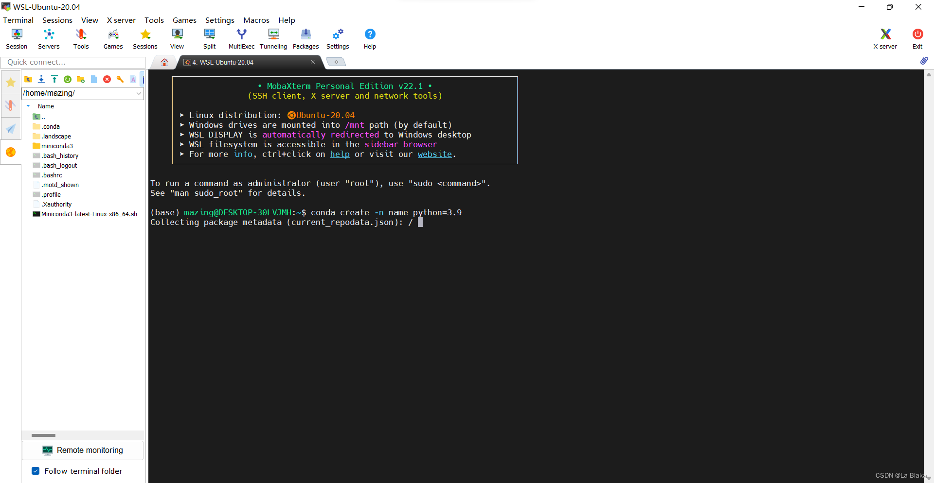 【记录】Ubuntu子系统通过miniconda构建python虚拟环境并使用Jupyter_ubuntun利用miniconda安装配置python3路径-CSDN博客