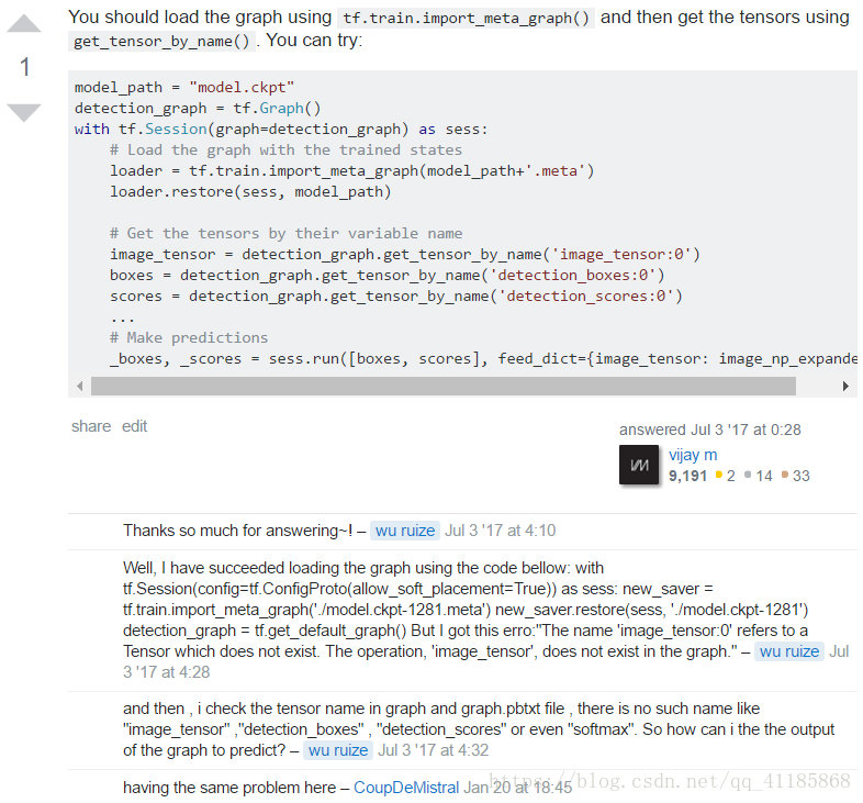 成功解决(wait)KeyError: "The name 'image_tensor:0' refers to a Tensor which ...