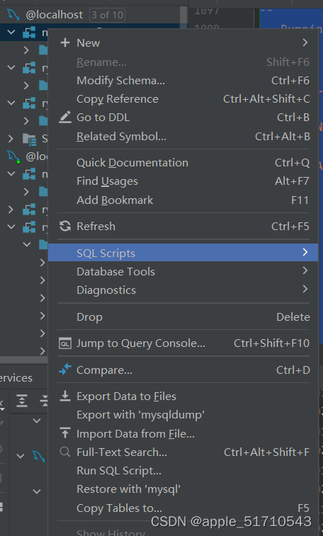 datagrip导出本地数据库（nacos_config,rycloud,ry-config）所有表,导入docker mysql镜像中_datagrip 导出数据库-CSDN博客