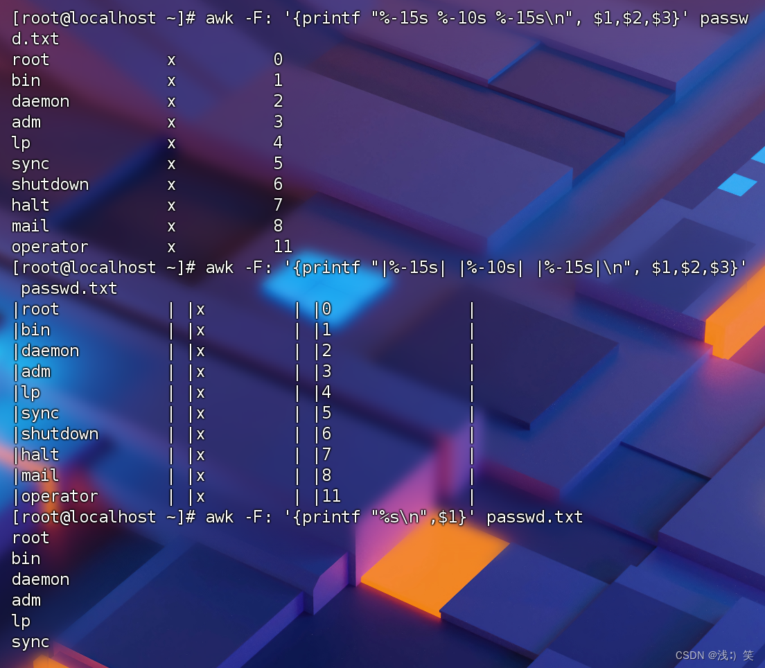 Shell三剑客：awk（格式化输出）_awk格式化输出-CSDN博客