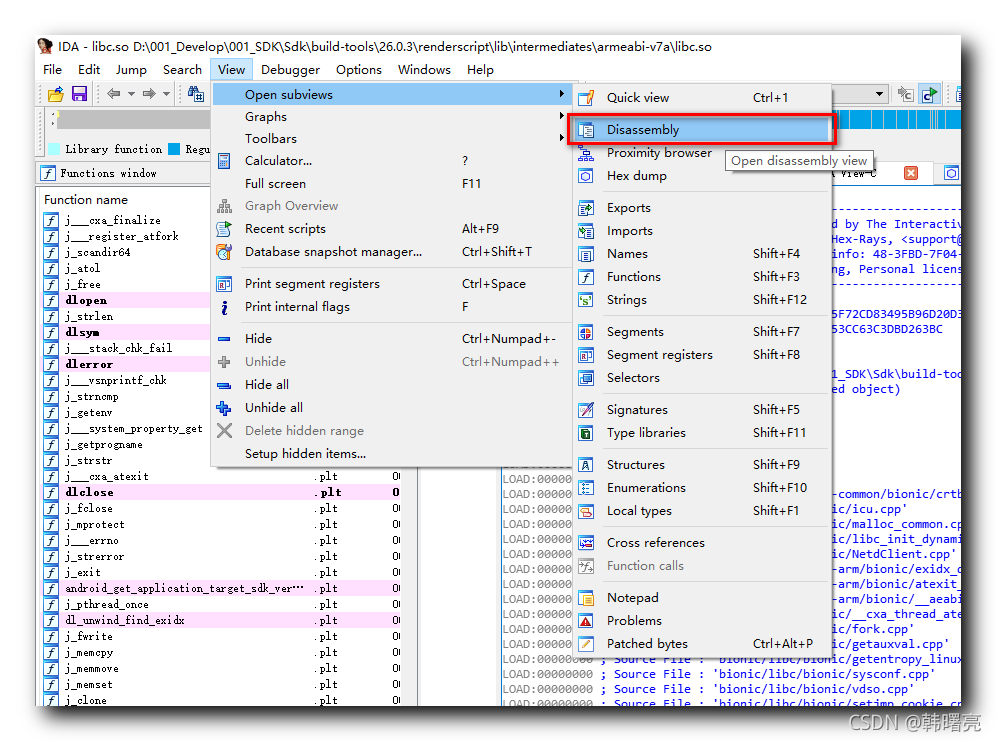 【Android 逆向】IDA 工具使用 ( 同步指定的 IDA View 视图 | Hex View 数据格式 | 过滤设置 )_ida ...