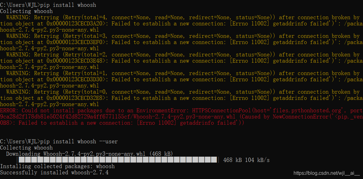 pip安装库环境错误（Could not install packages due to an EnvironmentError:）解决方法_安装pip由于环境原因无法安装程序包错误-CSDN博客