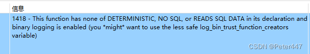 1418 - This function has none of DETERMINISTIC, NO SQL, or READS SQL DATA in its declaration and ...