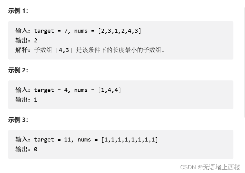 Leetcode算法刷题长度最小的子数组力扣刷题最小长度数组 Csdn博客