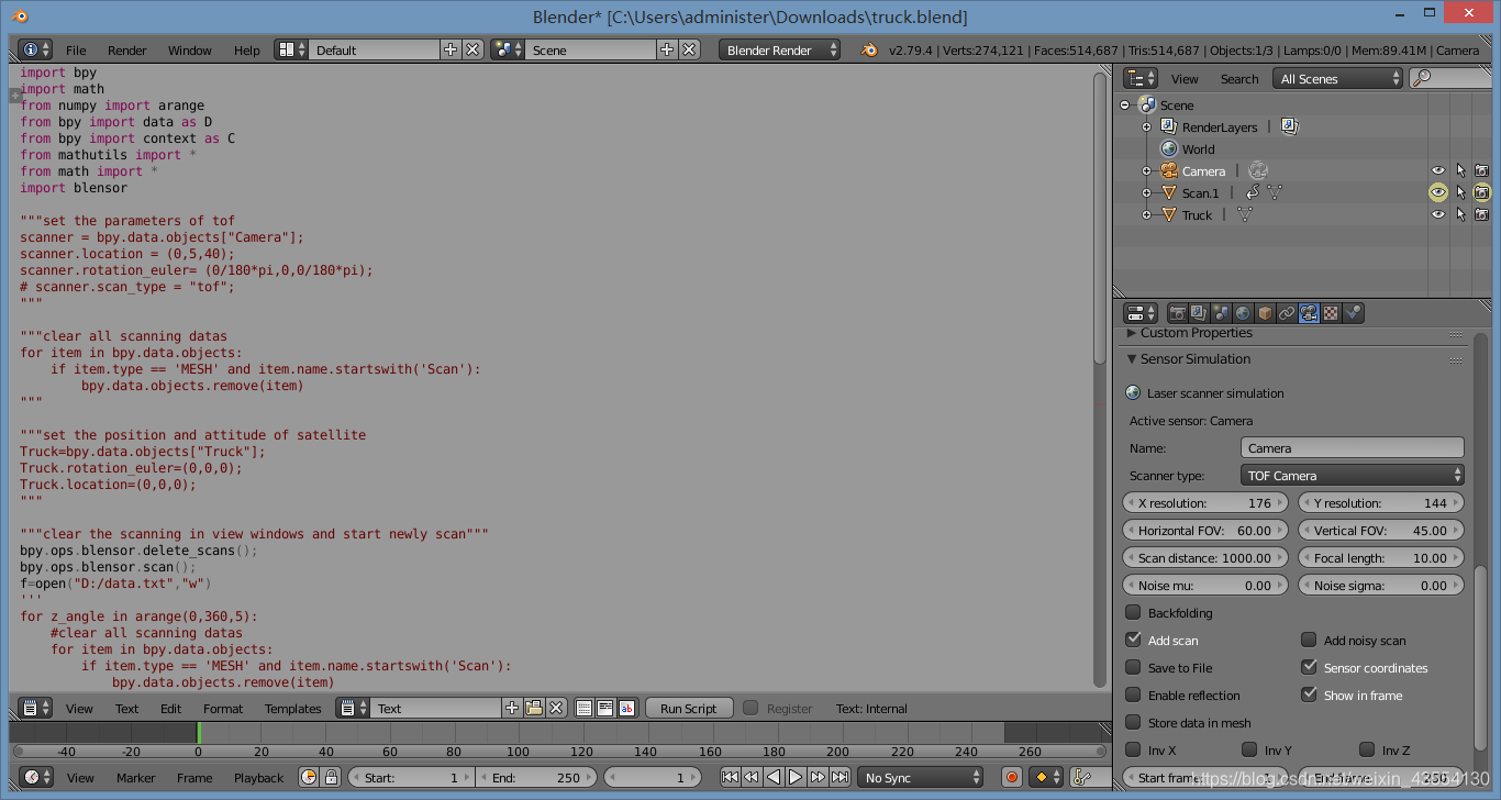 在blensor中仿真TOF激光雷达扫描得到PCD数据-CSDN博客