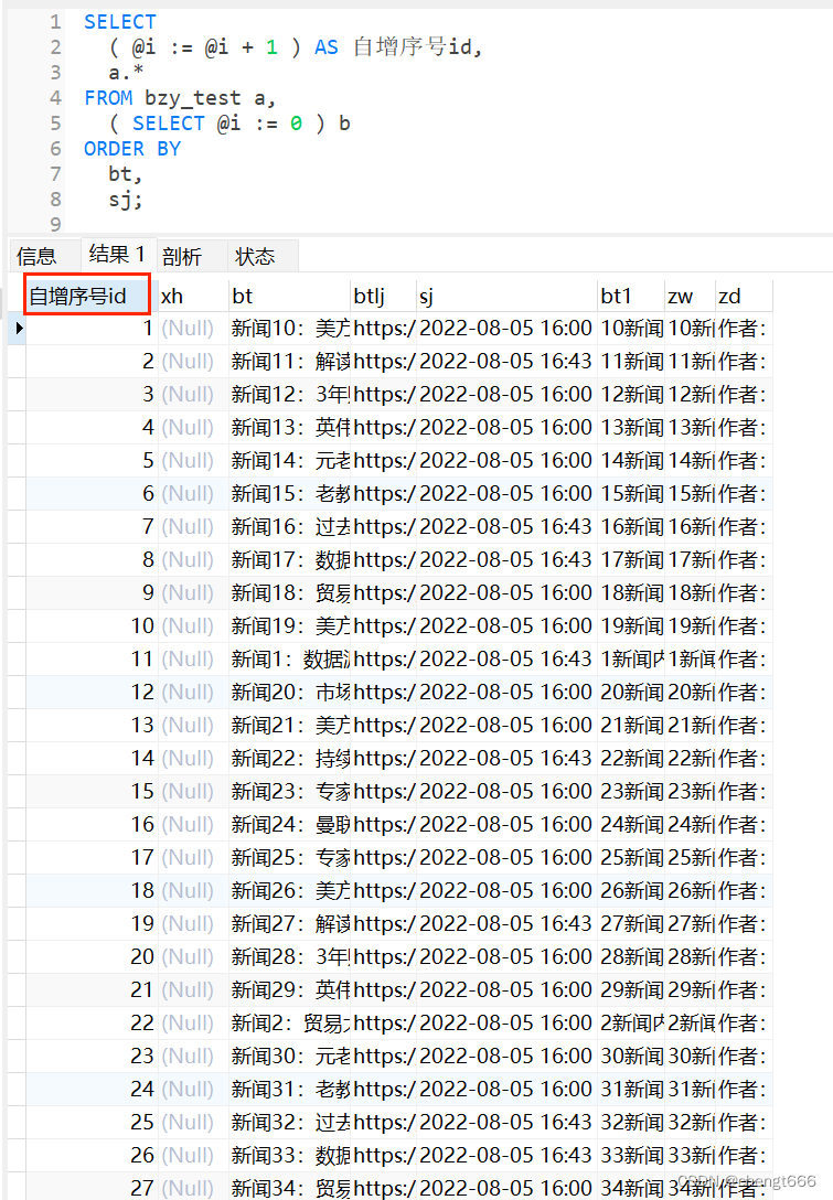 mysql实现查询时自增序号id_mysql查询自增序号-CSDN博客