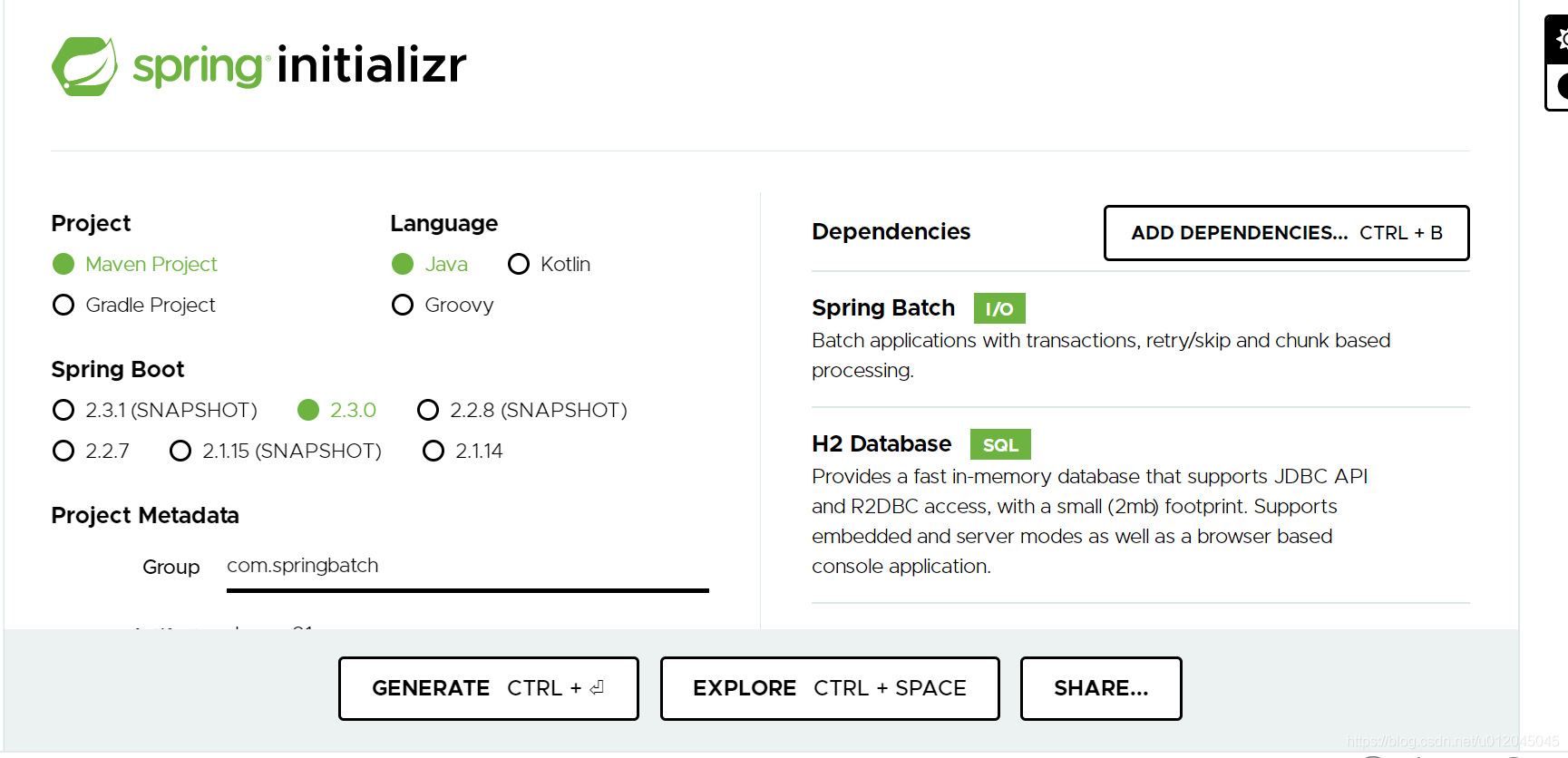 springbatch自学之路-02（如何搭建一个springbatch项目）_idea spring batch-CSDN博客