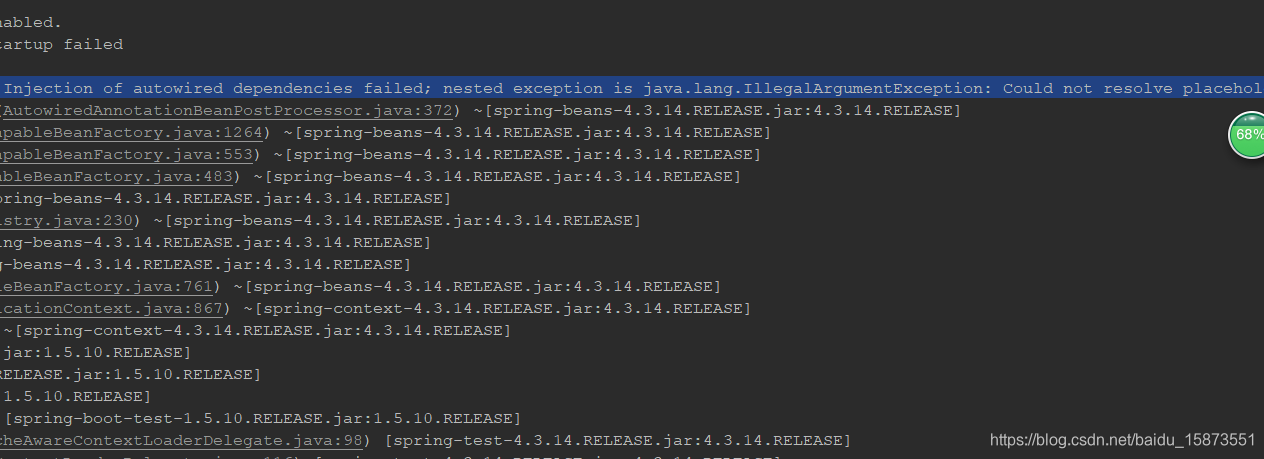 Injection of autowired dependencies failed； nested exception is java.lang ...