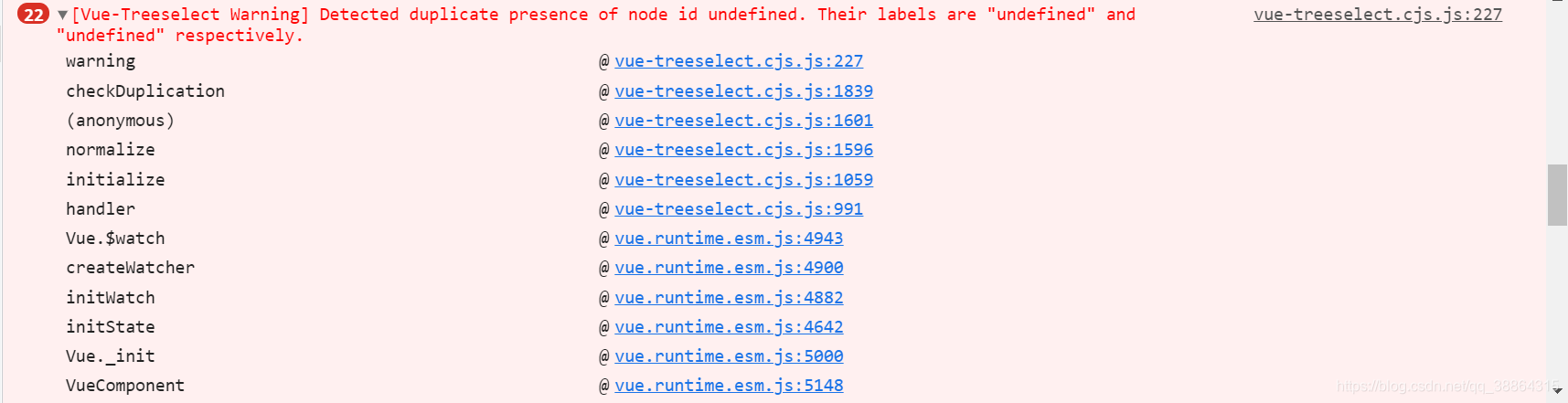[Vue-Treeselect Warning] Detected duplicate presence of node id_vue-treeselect.cjs.js:227 [vue ...
