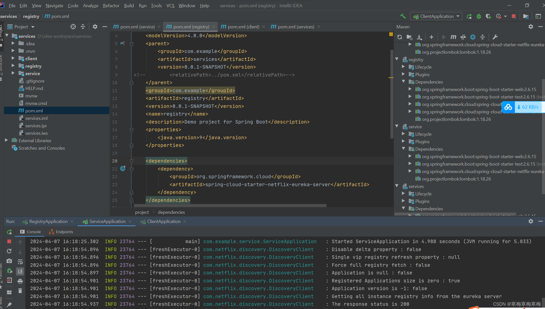 启动报错：Error creating bean with name ‘scopedTarget.eurekaClient‘ defined in class path resource ...