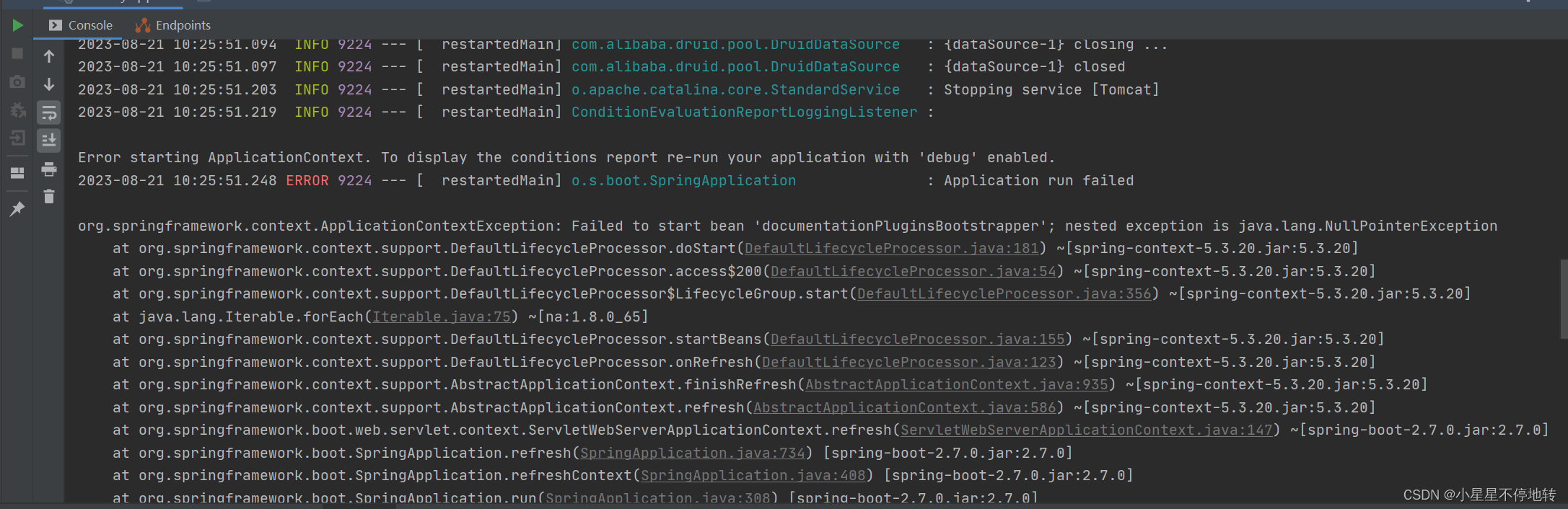 解决Failed to start bean ‘documentationPluginsBootstrapper‘；报错_spring-boot-starter-actuator failed ...