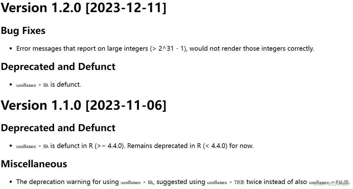 解决【R】Error: useNames = NA is defunct. Instead, specify either useNames = TRUE or useNames ...