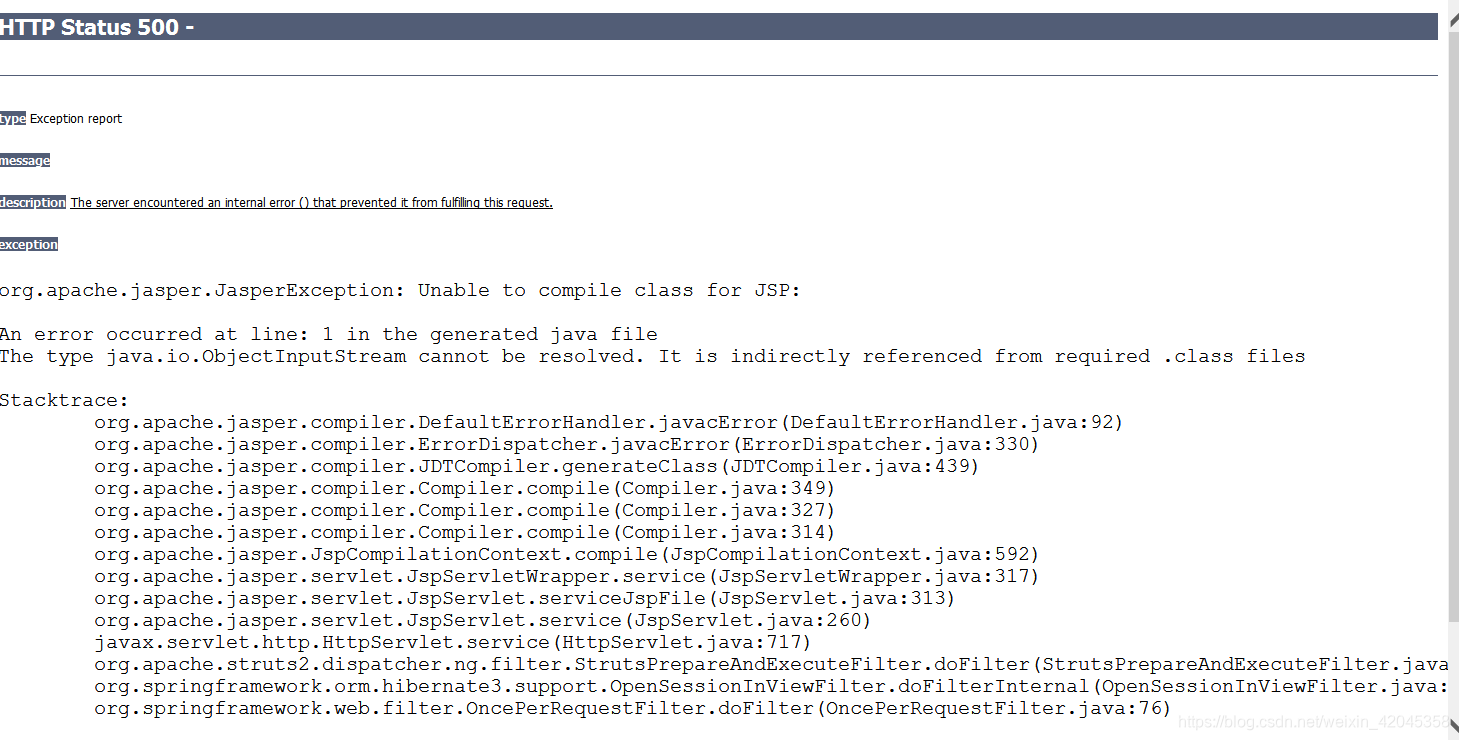 导入项目之后各种配置然后报错org.apache.jasper.JasperException: Unable to compile class for JSP_org.apache ...