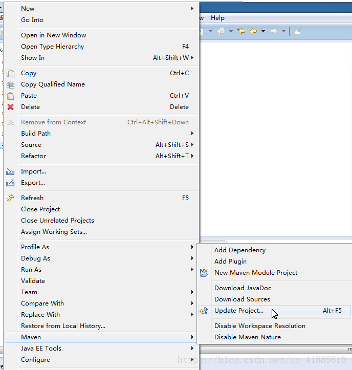 Project configuration is not up-to-date with pom.xml. Run Maven->Update Project or use Quick Fix ...