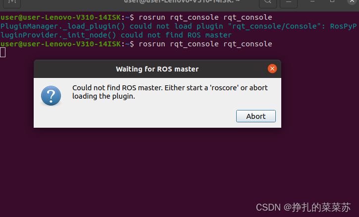 Could not find ROS master. Either start a ‘roscore‘ or abort loading the plugin._could not find ...