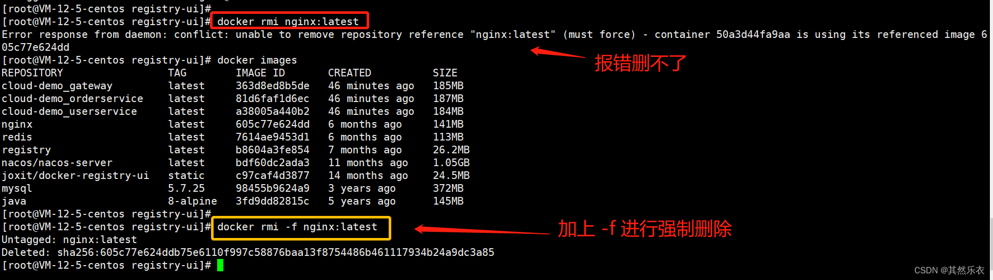 Docker删除镜像是报错:Error response from daemon: conflict: unable to remove repository reference “xxx ...