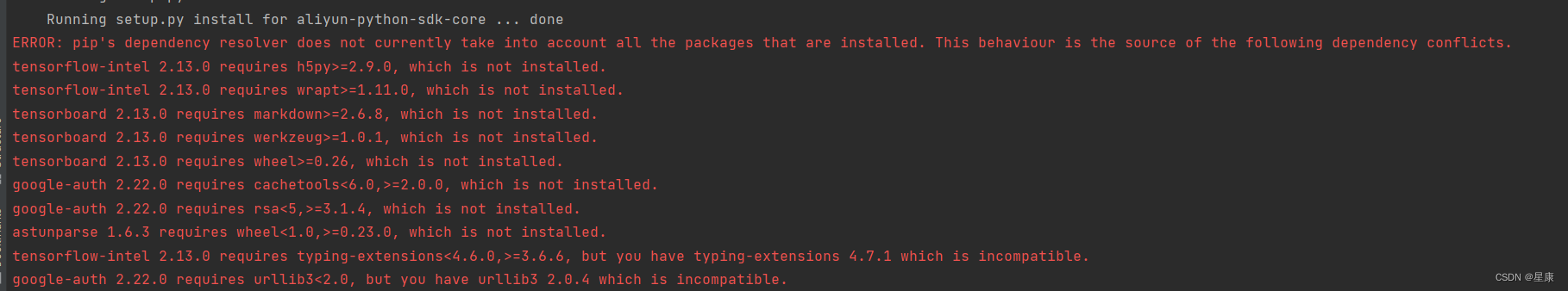 ERROR: pip‘s dependency resolver does not currently take into account all the packages that are ...