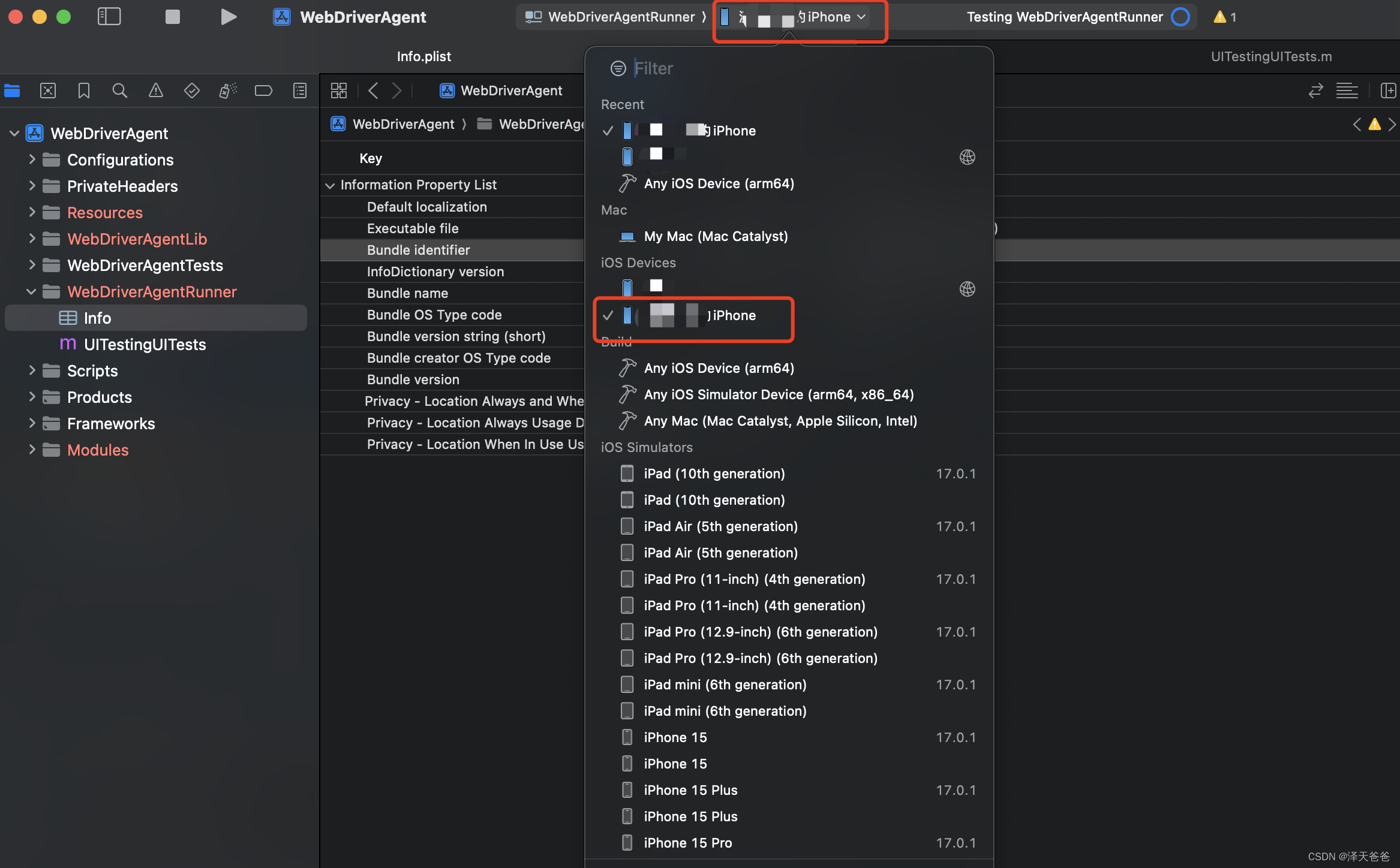 Mac连接IOS真机进行自动化测试（Appium、Appium Inspector/Server、Pycharm...）WebDriverAgent配置、Python代码中配置真机信息等 ...