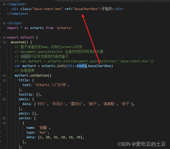 使用ref和$refs获取dom和组件_echartsref-CSDN博客