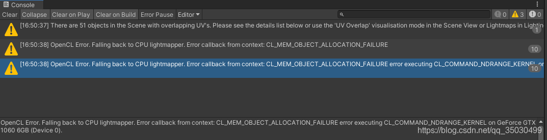 Unity OpenCL Error. Falling back to CPU lightmapper. Error callback from context:-CSDN博客