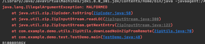 ZipInputStream解压远程文件报错，java.lang.IllegalArgumentException: MALFORMED[1]-CSDN博客