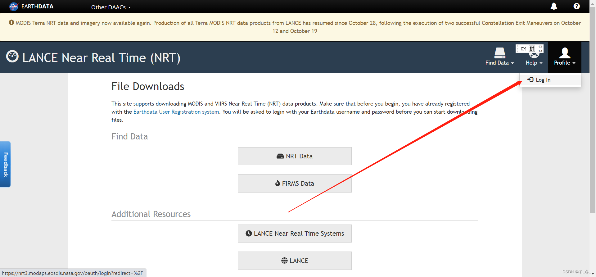 解决{“message“:“Unauthorized -- Please use reference #: when contacting MODAPS Support“,“status ...