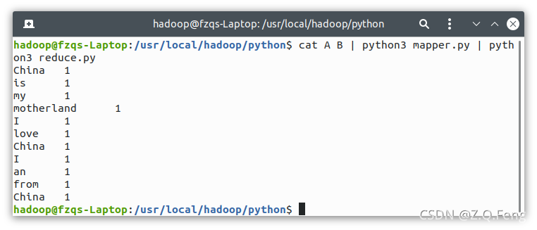 MapReduce编程实践——WordCount运行实例（Python实现）_对于两个输入文件,即文件a和文件b,请编写mapreduce程序,对两个文件进行合并,并剔-CSDN博客