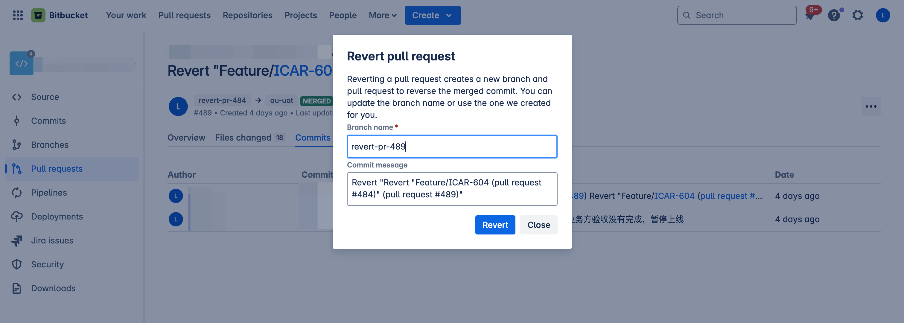 代码已经合并到master，此时进行 revert 后， 再次进行Pull Requests 发现之前的代码丢了，如何进行恢复提交 ...