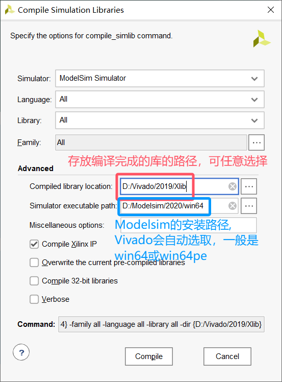 Vivado 2019.1配合Modelsim 10.7-se环境搭建_vivado选择modelsim simulator设置-CSDN博客