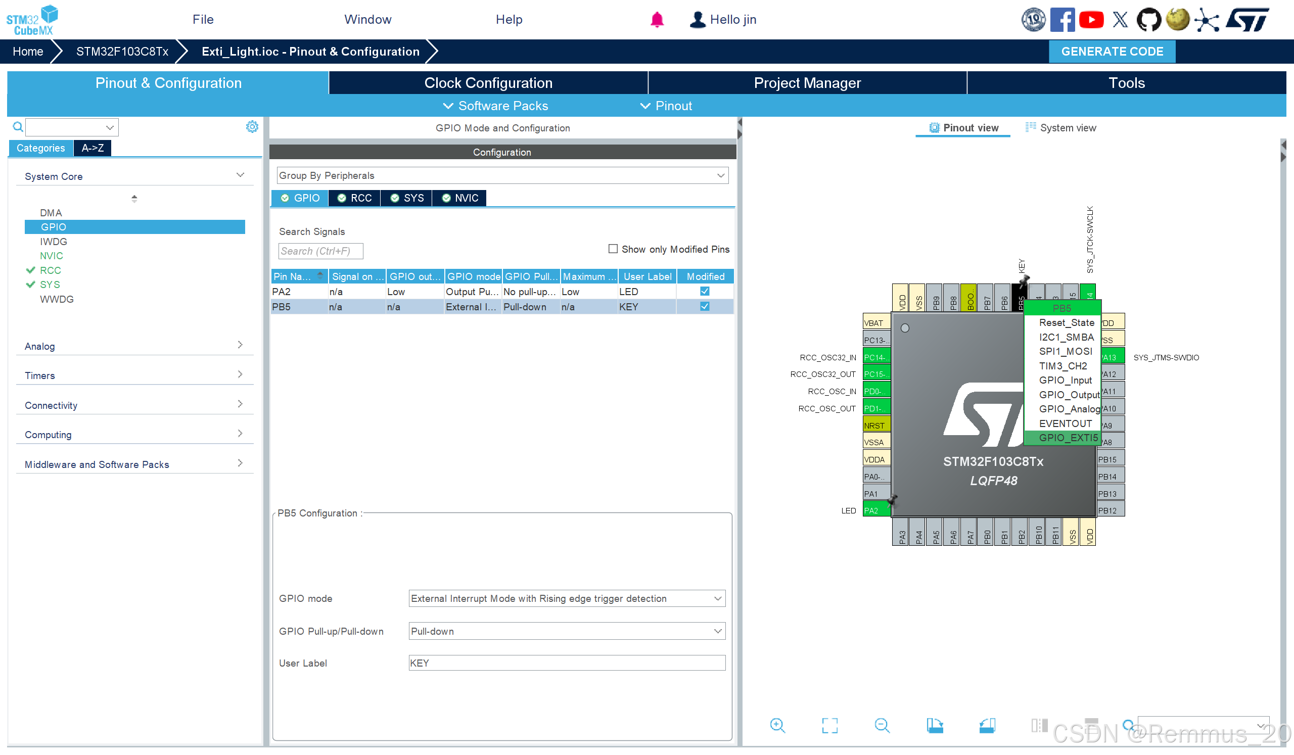 STM32CubeMax+Keil使用外部中断点亮LED灯_time base system tick timer preemption priority-CSDN博客
