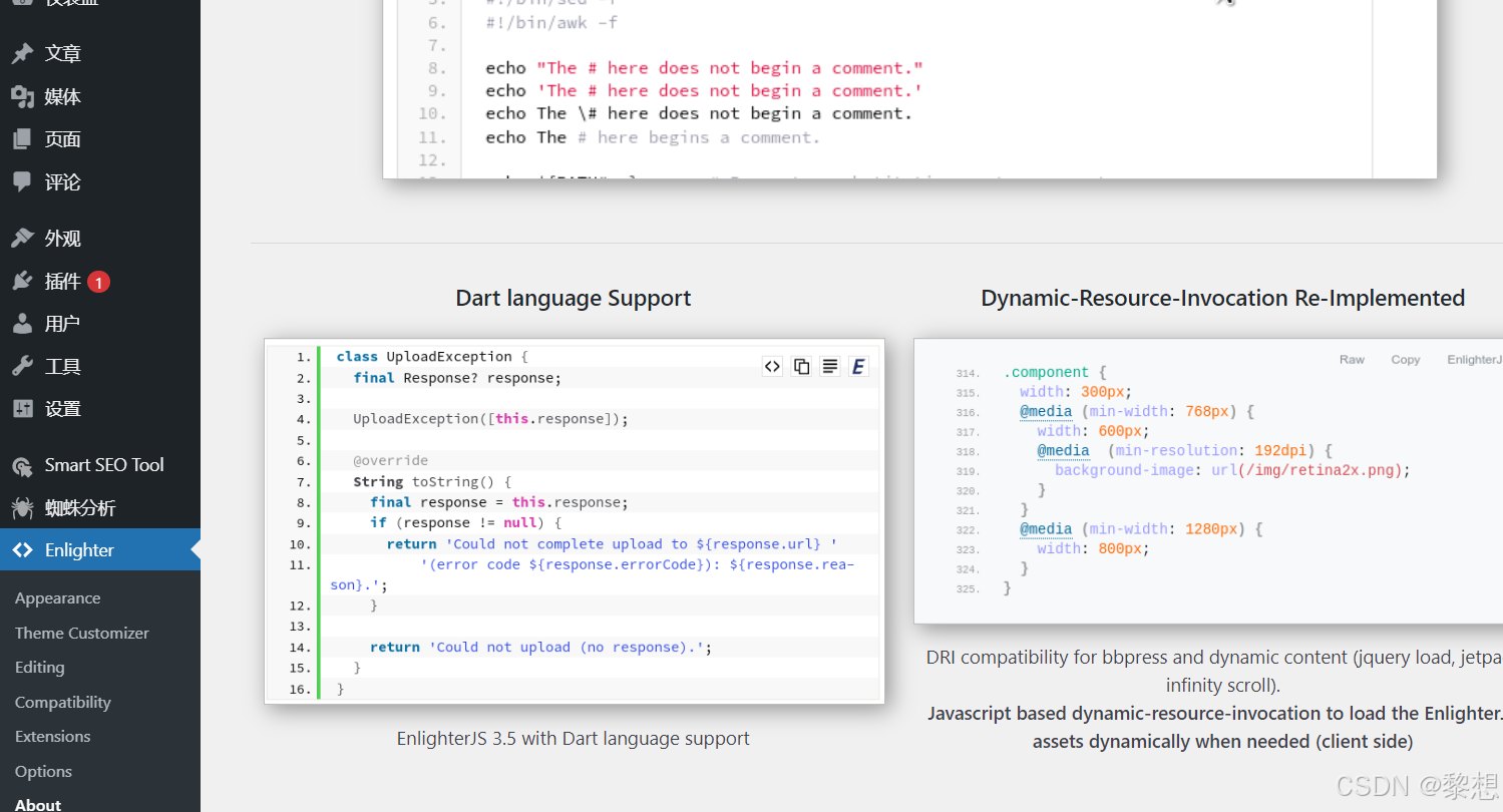 wordpress美化之代码高亮，非常好用的代码高亮插件Enlighter_wordpress 代码高亮-CSDN博客