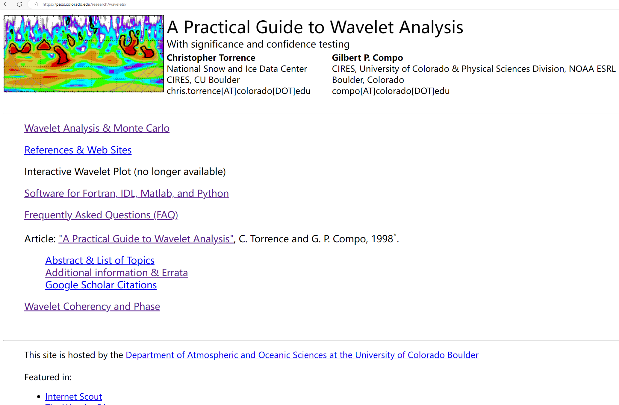 连续小波变换【A Practical Guide to Wavelet Analysis， Christopher Torrence and Gilbert P. Compo】学习笔记（长期 ...
