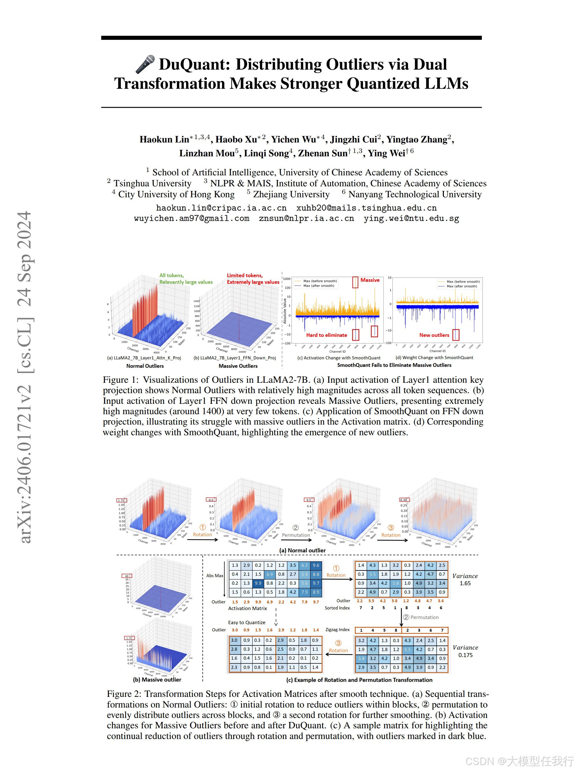 国科大：LLM量化优化方法DuQuant-CSDN博客