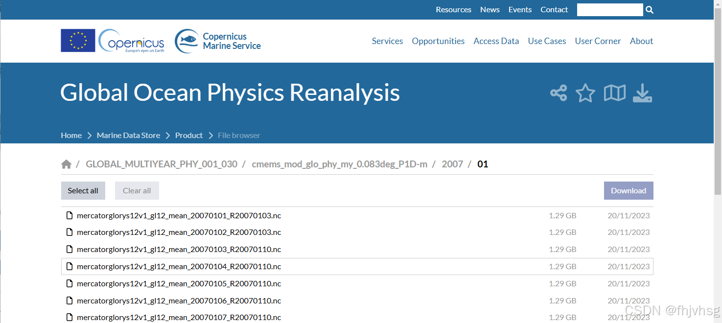 使用Python爬虫技术自动化下载哥白尼海洋物理再分析数据集（Global Ocean Physics Reanalysis ...