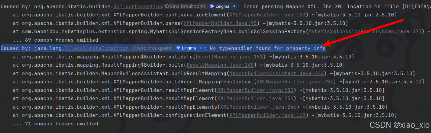 Caused by: java.lang.IllegalStateException: No typehandler found for property info-CSDN博客