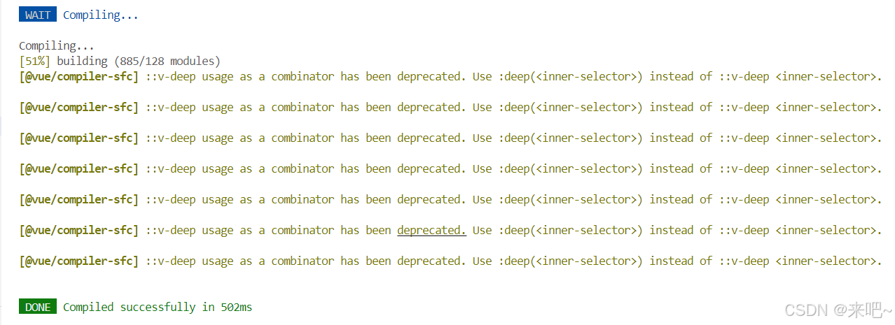 [@vue/compiler-sfc] ::v-deep usage as a combinator has been deprecated. Use :deep(＜inner ...
