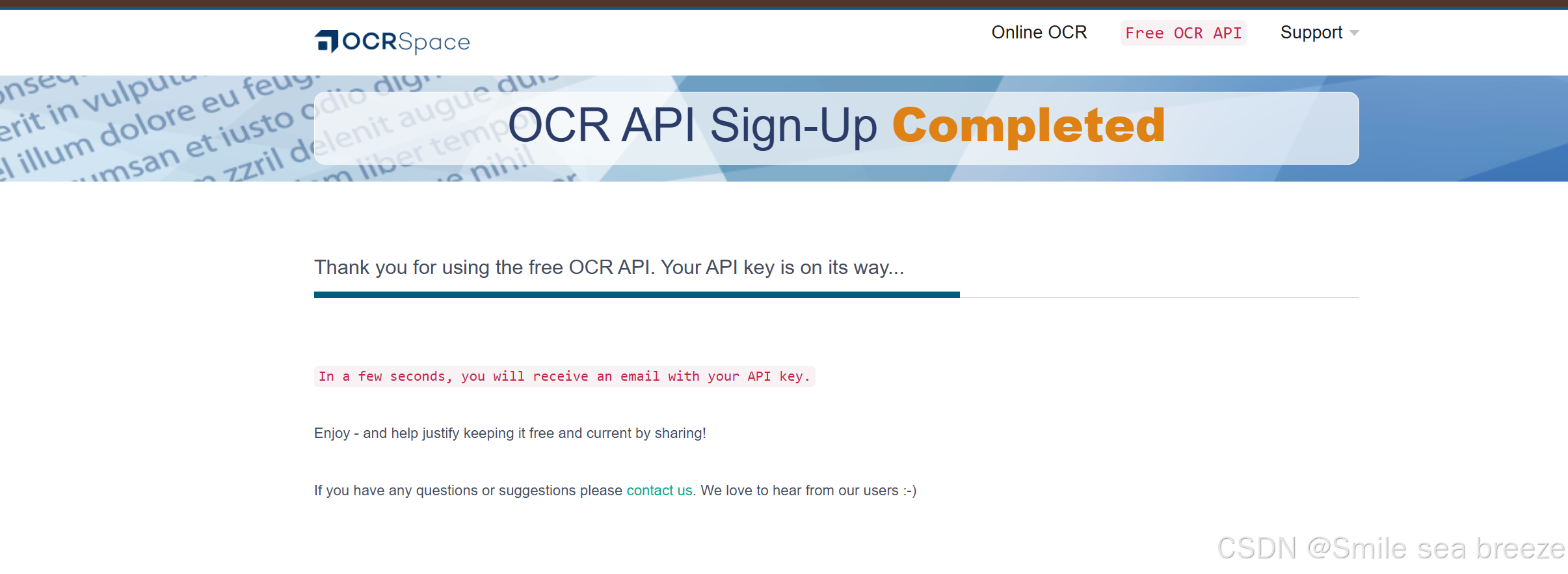 详细介绍 OCR.space API 的注册、使用步骤，以及前端和后端调用_前后端如何集成OCR.space API-CSDN博客