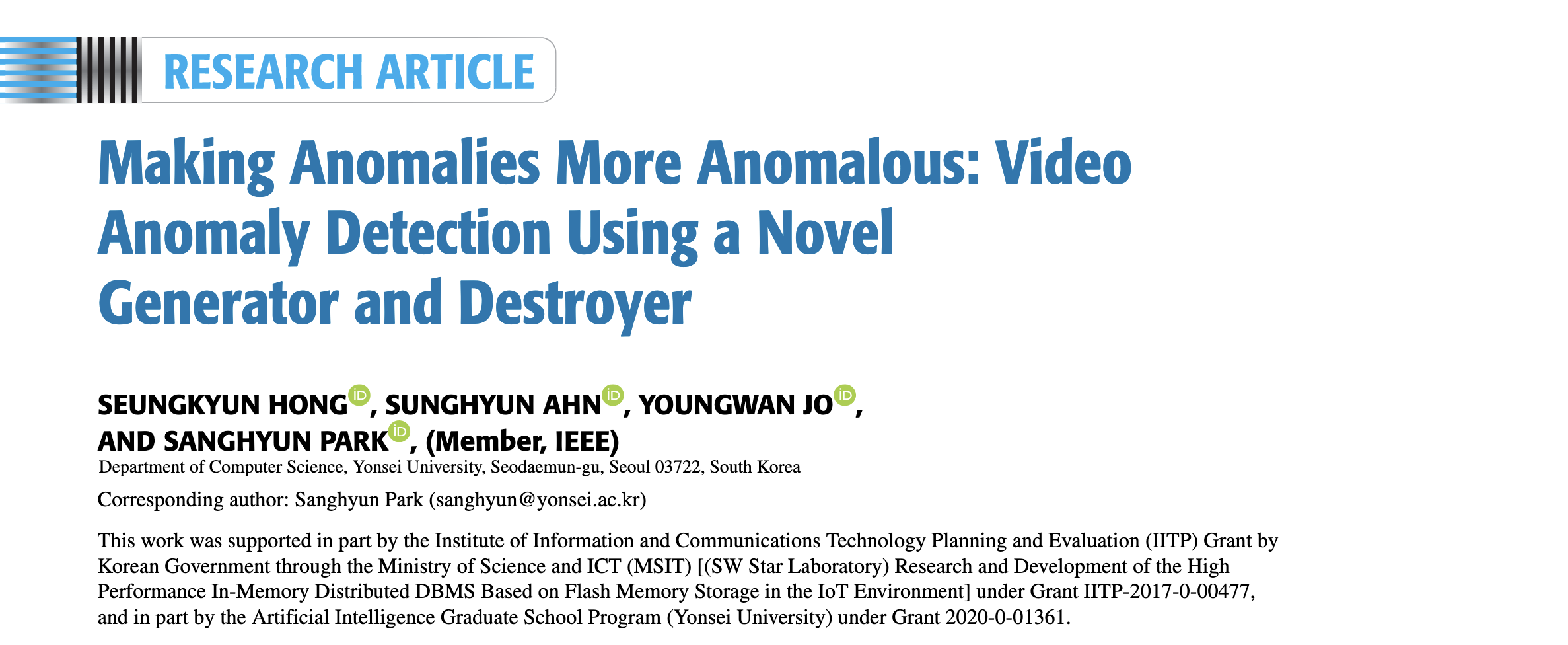 【视频异常检测】Making Anomalies More Anomalous: Video Anomaly Detection Using a Novel Generator and ...