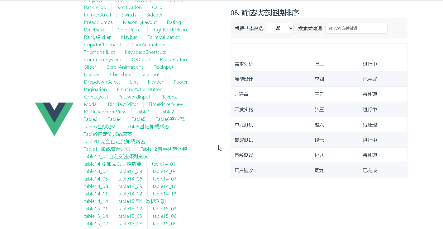 DeepSeek 助力 Vue3 开发：打造丝滑的表格（Table）之添加行拖拽排序功能示例8，TableView16_08 筛选状态拖拽排序_javascript_宝码香车-DeepSeek技术社区