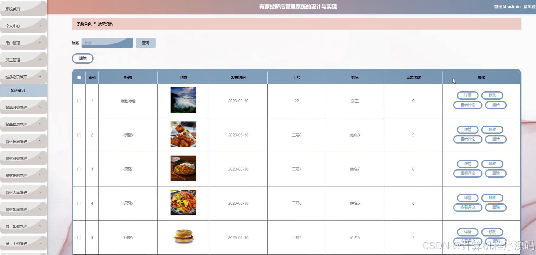 【开题报告】基于springbootvue有家披萨店管理系统的设计与实现(程序源码论文 计算机毕业设计外卖商家管理系统设计与实现 钟英杰乌伟 西京学院 Csdn博客
