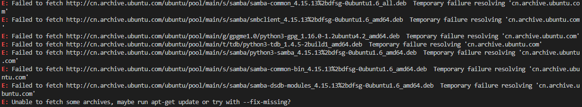 解决“E: Failed to fetch http://…… Temporary failure resolving ‘cn.archive.ubuntu.com‘”无法访问ubuntu镜像 ...