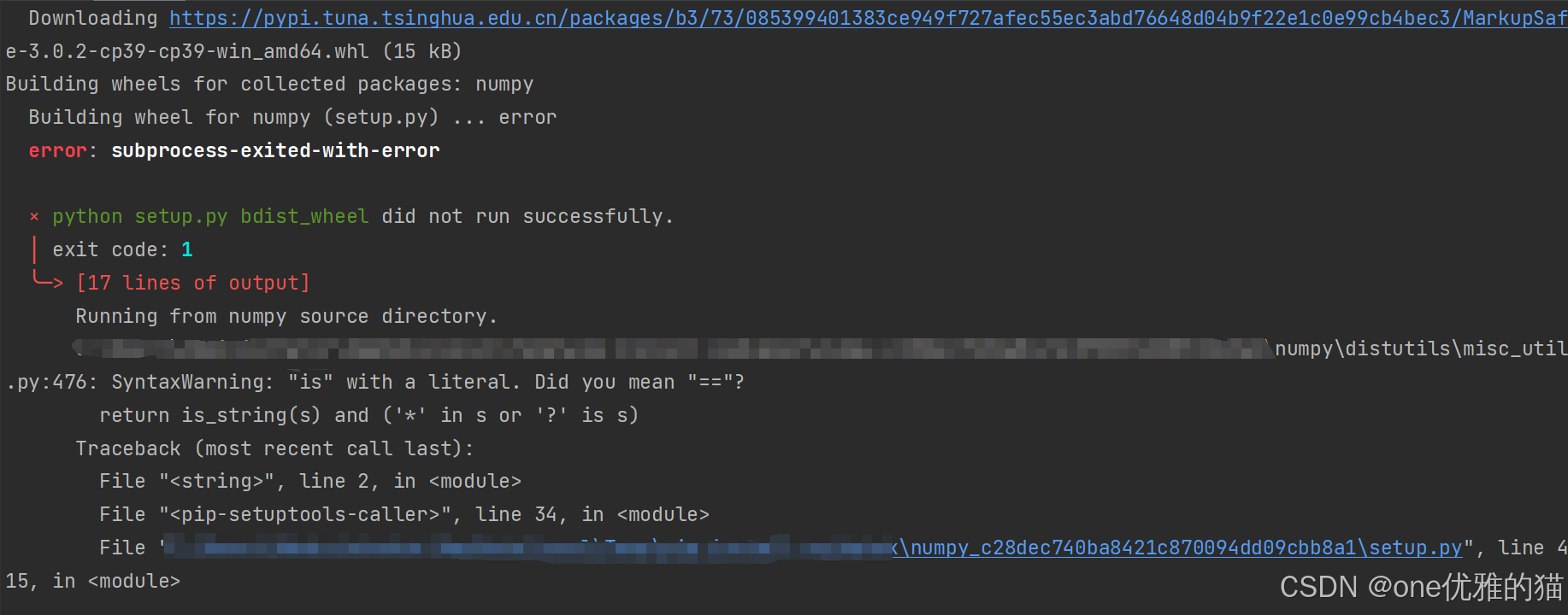 pycharm安装numpy时出错--SyntaxWarning: “is“ with a literal. Did you mean “==“?_syntaxwarning: "is ...